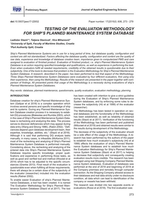 Pdf Testing Of The Evaluation Methodology For Ships Planned