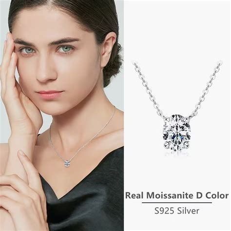 Real Oval Moissanite 2 Carat 79mm Women Diamond Necklace With Gra