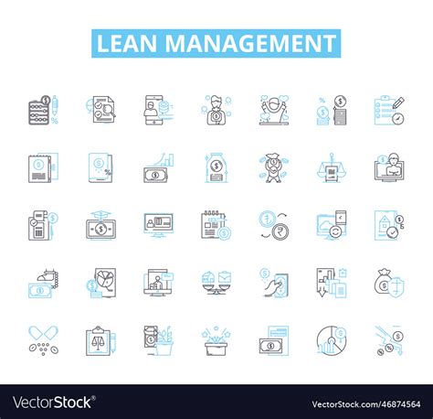 Lean Management Linear Icons Set Efficiency Vector Image