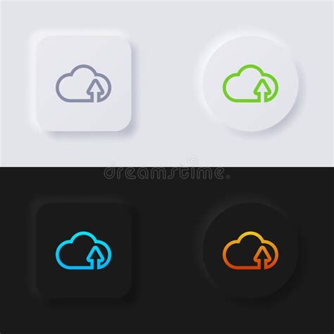 Cloud Upload Icon Set Multicolor Neumorphism Button Soft Ui Design Stock Vector Illustration