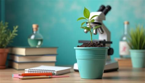 Exploring The Growth Of A Tiny Plant Under A Microscope Premium Ai