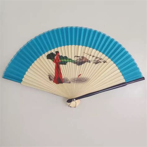 خرید و قیمت بادبزن طرح چینی بانو آبی رنگ از غرفه کاروسل شاپ