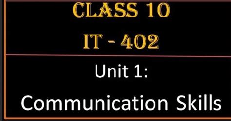 Chapter 1 Communication Skills Class 10 It Cbse By Pratap Sanjay Sir