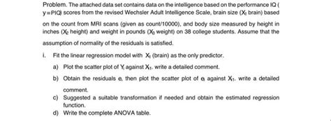 Solved Problem The Attached Data Set Contains Data On The