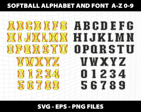 Softball Sports Alphabet Font Letters Svg Softball College Varsity