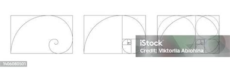 황금 비율 아이콘 세트 사각형과 원에서 골절 된 사각형 프레임의 로그 나선형 피보나치 시퀀스 기호 사진을위한 이상적인 대칭 비율 템플릿 0명에 대한 스톡 벡터 아트 및 기타