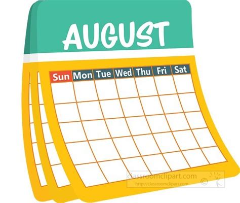 August Calendar Clipart Free