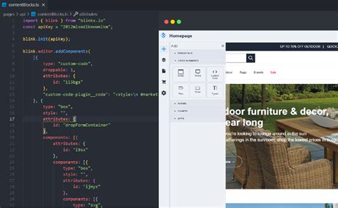 create a page in blink x s visual site builder