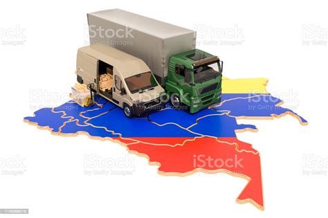 콜롬비아에서 배송 및 배달 3d 렌더링 흰색 배경에 고립 3차원 형태에 대한 스톡 사진 및 기타 이미지 3차원 형태 개념 개념과 주제 Istock