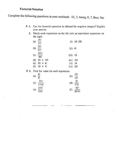 Factorial Notation Worksheet With Answers