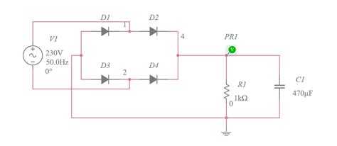 Full Wave Bridge Rectifier With Smoothing Capacitor Multisim Live