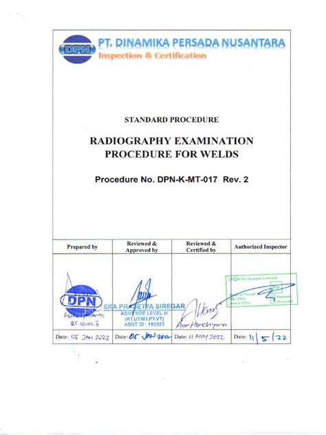 Radiography Examination Procedure For Weld Pdf Welding Construction