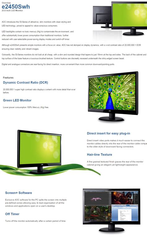 Buy AOC E SWH Inch Widescreen LED Monitor AOC E SWH PC Case Gear Australia