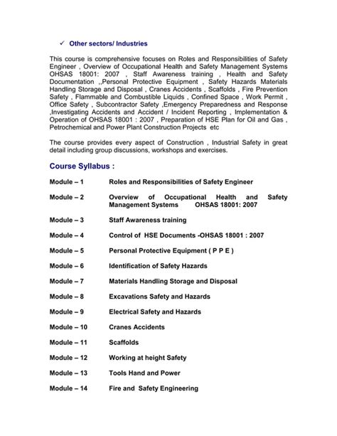 Certified Safety Engineer Course Pdf