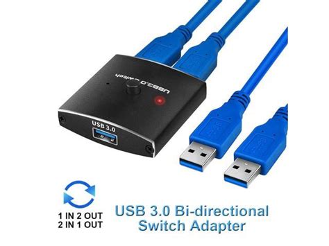Usb 3 0 Switch Selector Bi Directional Usb Switch 2 In 1 Out 1 In 2 Out Estone Usb Switcher