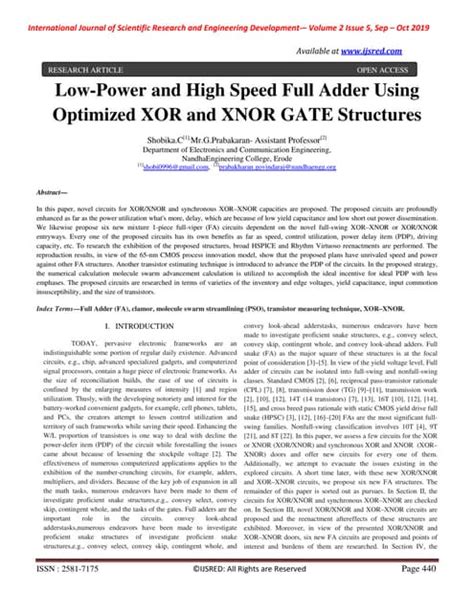 Low Power And High Speed Full Adder Using Optimized Xor And Xnor Gate Structures Pdf