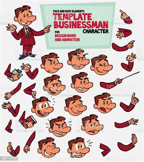 백인 사업가입니다 얼굴 및 바디 요소 디자인 작업 및 애니메이션에 대 한 서식 파일 본문의 부분입니다 벡터 일러스트 격리를 재미 있는 만화 캐릭터입니다 경영자에 대한 스톡