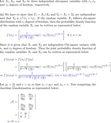 Let X X And X Be Three Independent Chi Square Va Quizlet