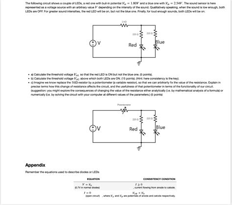 Solved The Following Circuit Shows A Couple Of LEDs A Red Chegg
