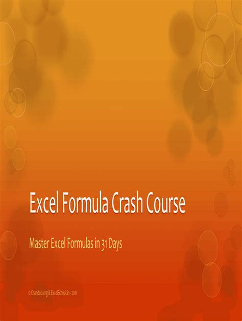 fillable online excel formula crash course fax email print pdffiller