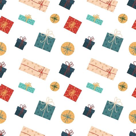 Christmas Presents Pattern Illustration With T Box On A White