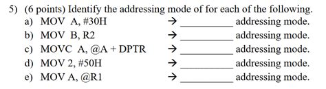Solved 6 ﻿points ﻿identify The Addressing Mode Of For Each