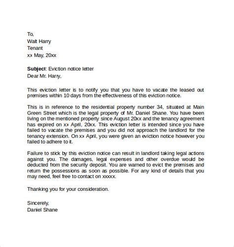 Eviction Notice Letter Template