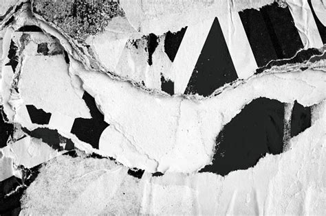 빈 흰색 검은 색 오래 찢어진 찢어진 종이 구겨진 된 포스터 그런 지 텍스처 배경 플래카드 0명에 대한 스톡 사진 및 기타 이미지 0명 간판 거리 Istock