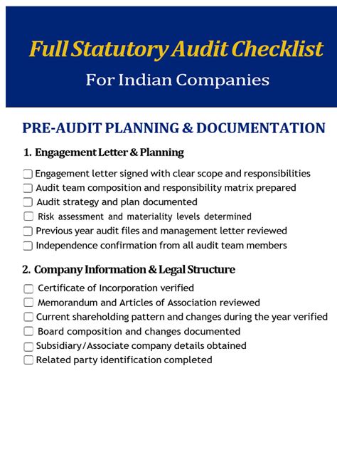 Statutory Audit Checklist Multi Stacker Format Pdf Income