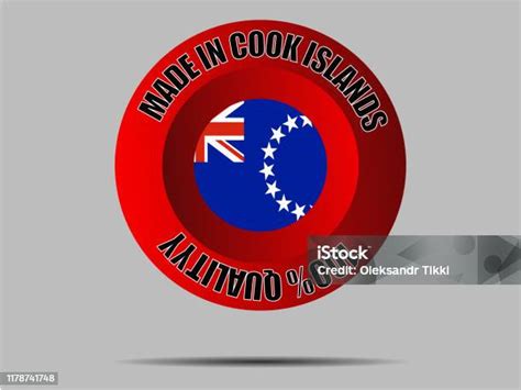 메이드 인 버튼 내부의 쿡 아일랜드 국기 배경에 격리됩니다 원래 색상과 비율 크리에이티브 벡터 일러스트레이션 국가 집합 브랜드 로고 웹 국가 지리적 지역에 대한 스톡 벡터