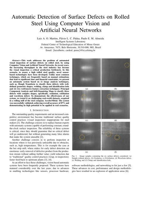 Pdf Automatic Detection Of Surface Defects On Rolled Steel Using Computer Vision And