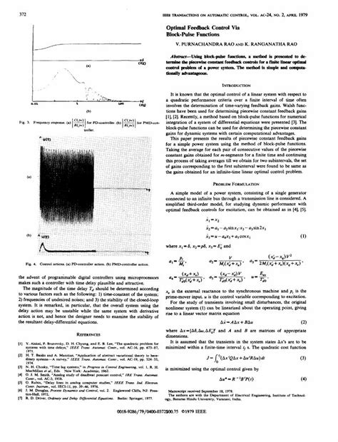 Pdf Optimal Feedback Control Via Block Pulse Functions Dokumentips