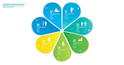 벡터 인포그래픽 원입니다 7 가지 옵션으로 다이어그램을 순환합니다 프리젠 테이션 스톡 일러스트 번호 7 인포 그래픽 원 아이콘 원형 차트 그래프에 대한 스톡 벡터 아트 및