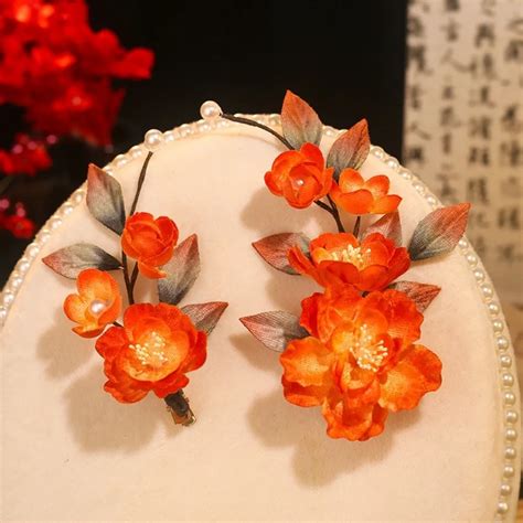 Beautiful Hanfu Flower Hair Clips Beads Headwear Chinese Ancient