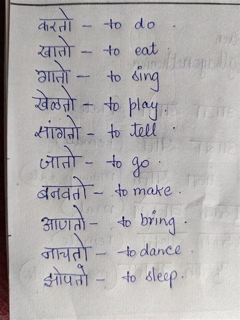Learn Marathi Words Action Words