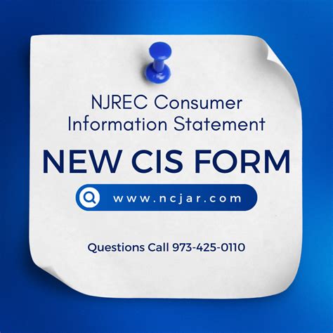 New Consumer Information Statement Cis North Central Jersey