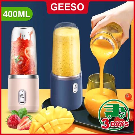 Geeso 400ml Portable Mini Juicer 6 Blades Blender Mixer Wireless Usb