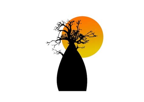 Boab of Baobab Tree Vector geïsoleerd boom silhouet logo concept icoon