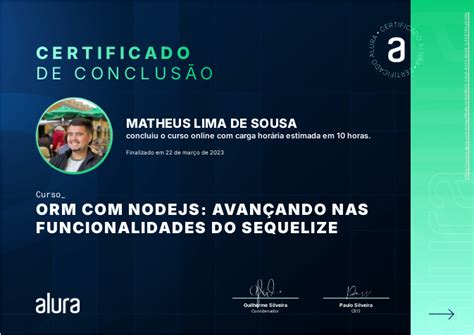 Matheus Lima On Linkedin Matheus Lima De Sousa Curso Orm Com Nodejs