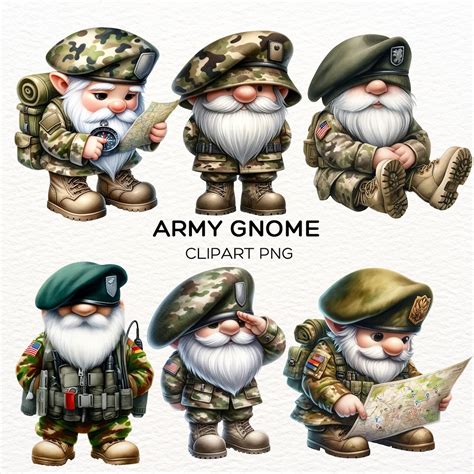 Army Gnomes Png Sublimation Design Military Gnome Soldier Gnome