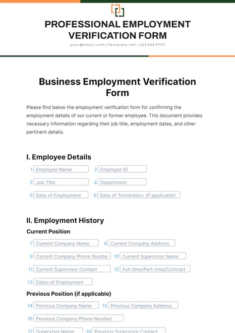 Free Business Employment Verification Form Template To Edit Online