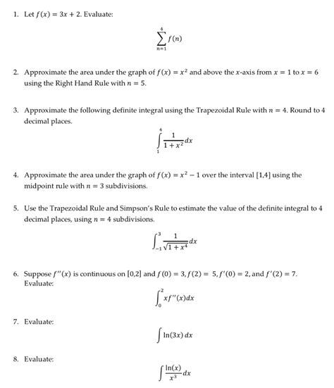 Solved 1 Let F X 3x 2 Evaluate F N N 1 2