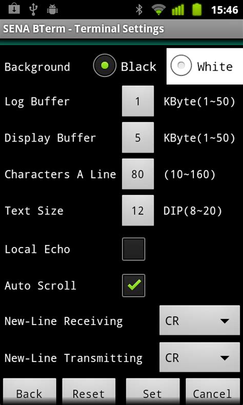 Sena Bterm Terminal Settings Configuration