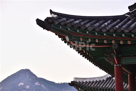 한국전통 기와집 단청 처마 인왕산 사진 이미지 일러스트 캘리그라피 Space작가