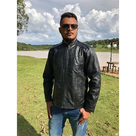Jaqueta De Couro Legítimo Esportiva Masculina Kesck Couro Submarino