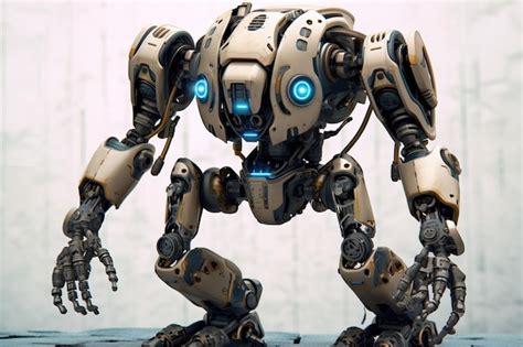 Premium Ai Image Futuristic Gray Robot Character