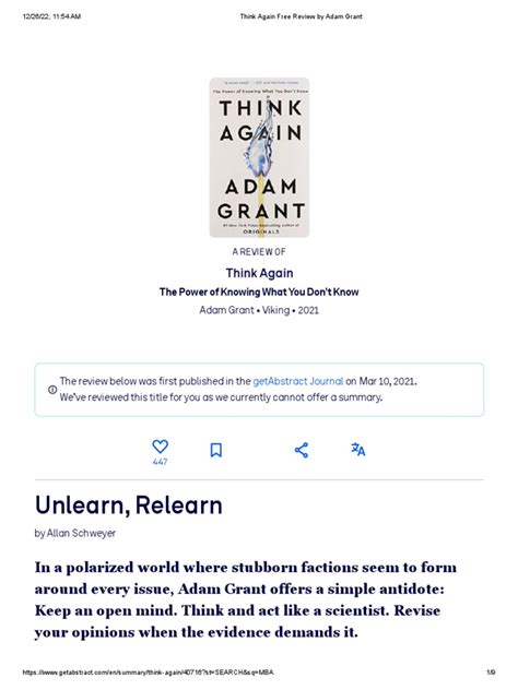 Think Again Free Review By Adam Grant Pdf Humility Evidence