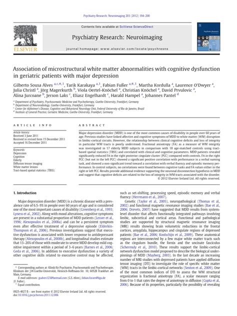 Association Of Microstructural White Matter Abnormalities With Cognitive Dysfunction In