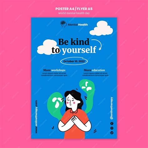 세계 정신 건강의 날 포스터 무료 Psd 파일