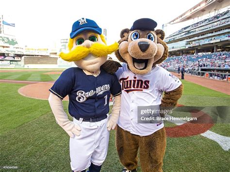 Minnesota Twins Mascot Tc Bear Poses With Milwaukee Brewers Mascot News Photo Getty Images